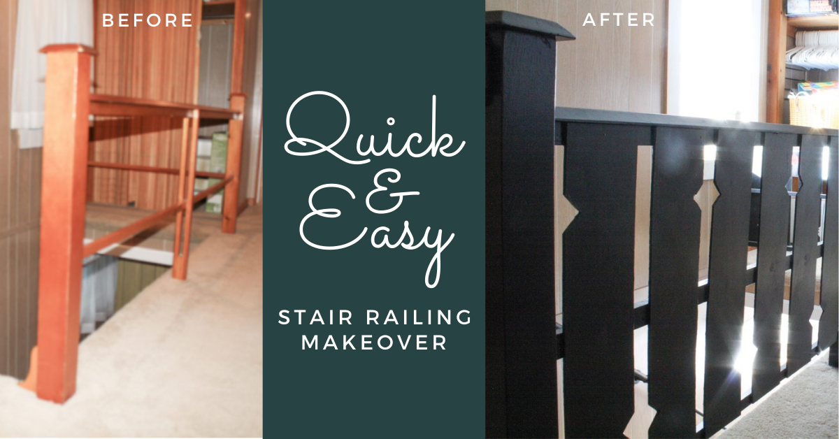 DIY Stair Railing Makeover - Arrowroot Homestead